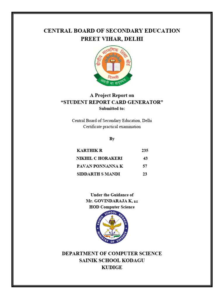Student Reprot Card Generator | PDF