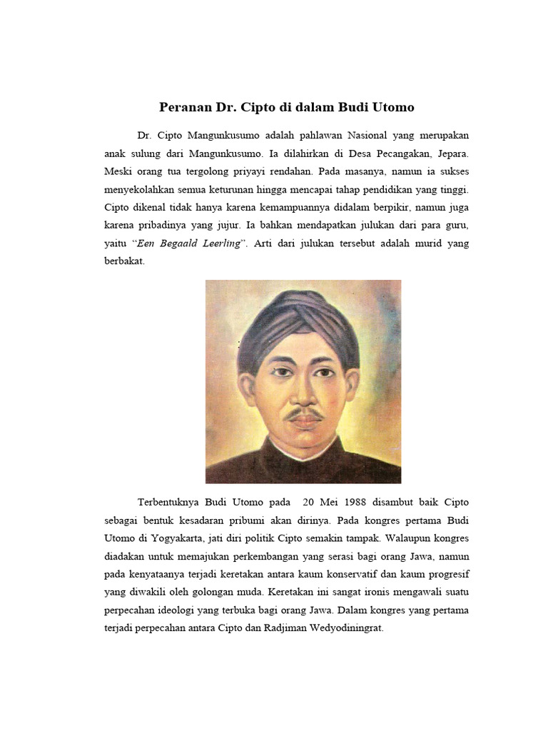 Peran Dr. Cipto Mangunkusumo di Budi Utomo | PDF