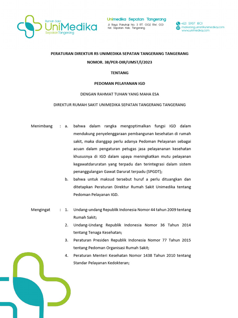 Pedoman Pelayanan Igd | PDF