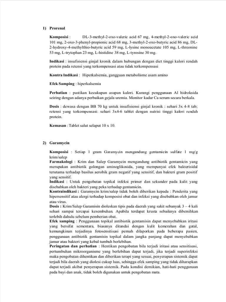 Dokumen - Tips Prorenal Garamicin Data Obat | PDF