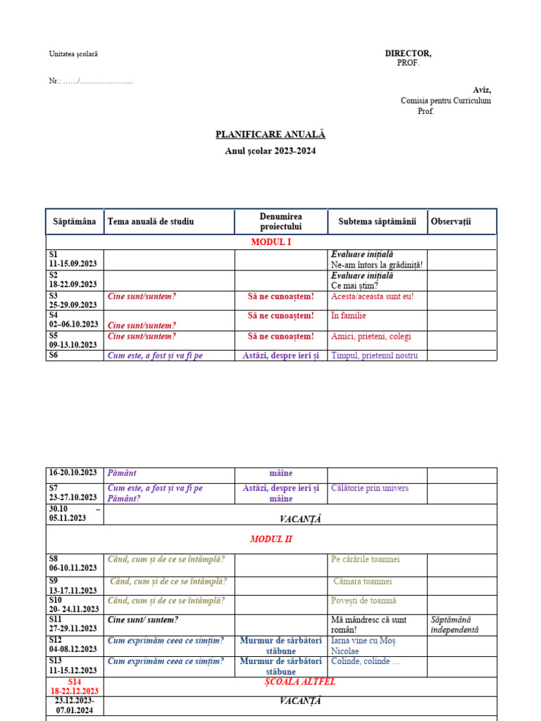 Planificare Grupa Mijlocie 2023 2024 | PDF