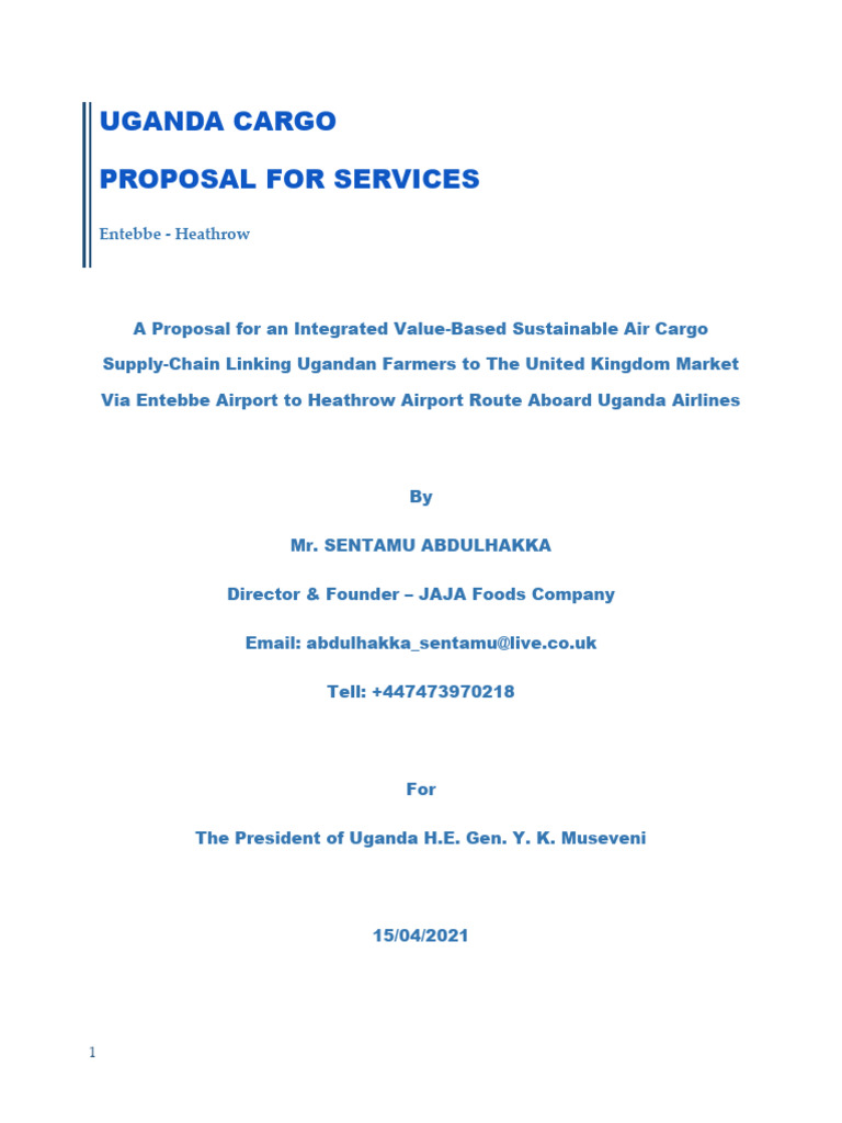 Cargo Proposal Uganda Final Clear | PDF