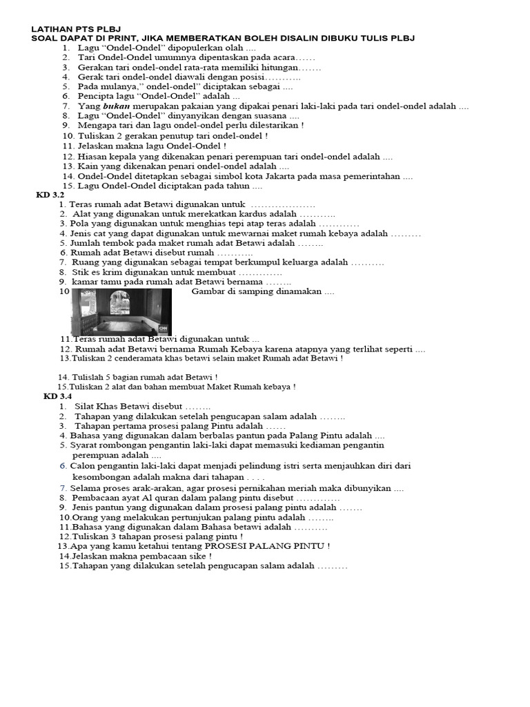 Latihan PTS PLBJ | PDF