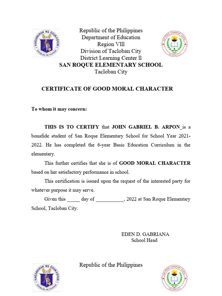 Good Moral Character | PDF