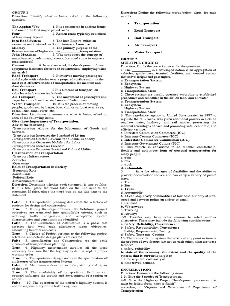 TRANSPO-ANSWER-KEY | PDF