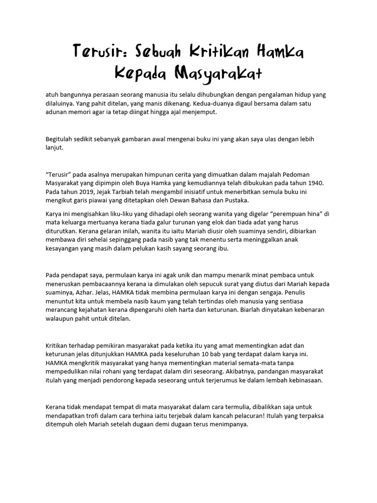 Kritikan Sosial dalam "Terusir" | PDF