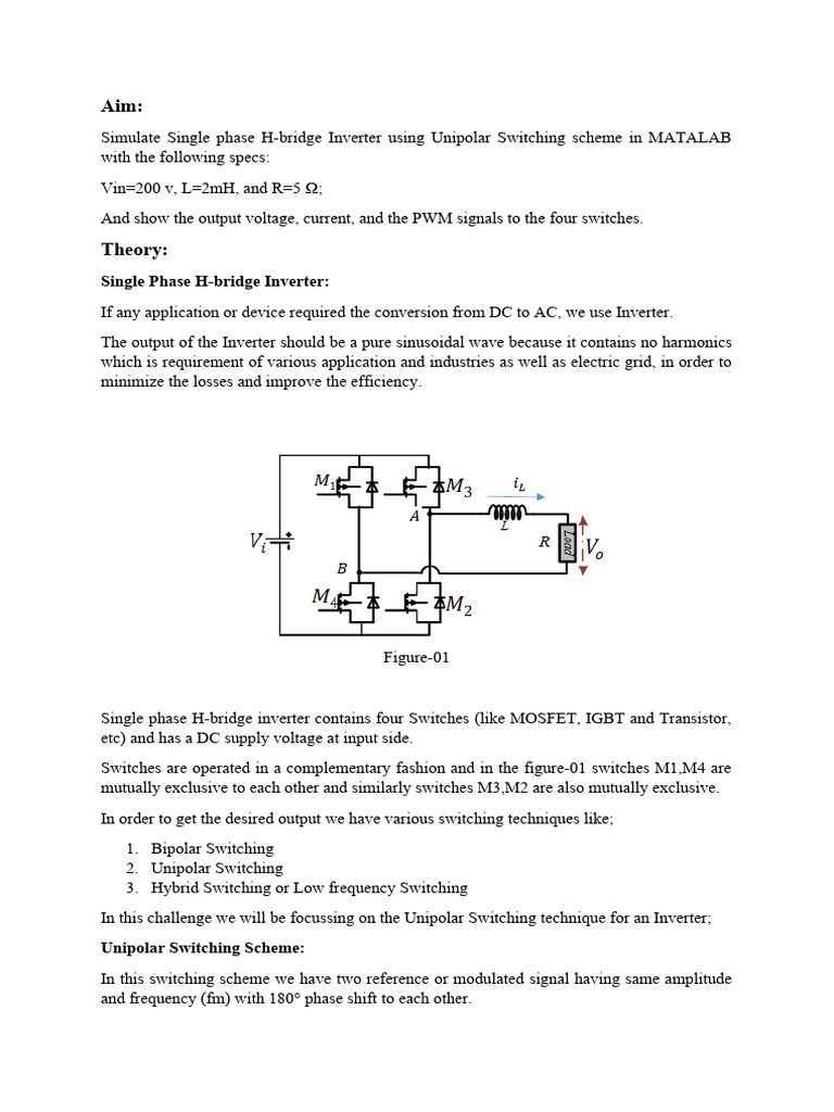 Unipolar Switching in H-Bridge Inverter | PDF | Power Inverter | Power ...