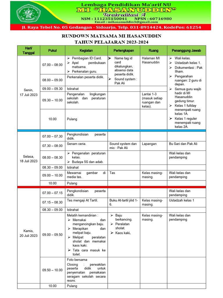 Rundown MATSAMA_2023-2024 terbaru | PDF