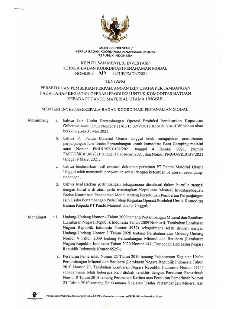 Perpanjangan IUP PMUU | PDF