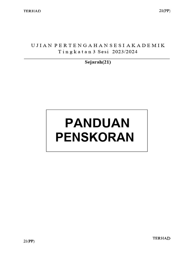 PANDUAN PENSKORAN SEJ T3 UPSA | PDF