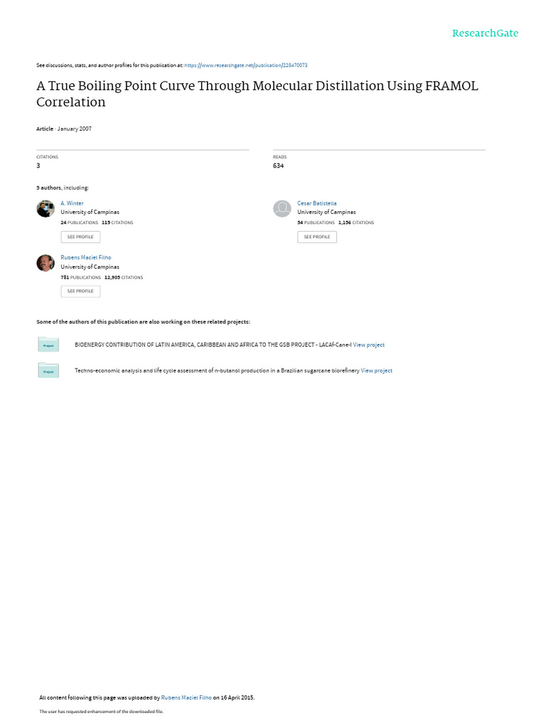 A True Boiling Point Curve Through Molecular Disti | PDF | Distillation ...