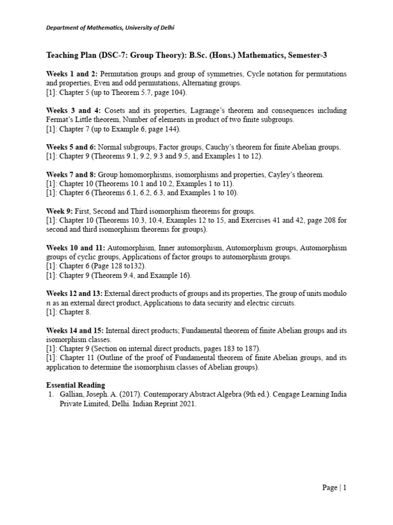 Teaching Plan | PDF | Group (Mathematics) | Integral