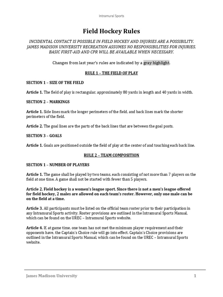 Field Hockey Rules | PDF