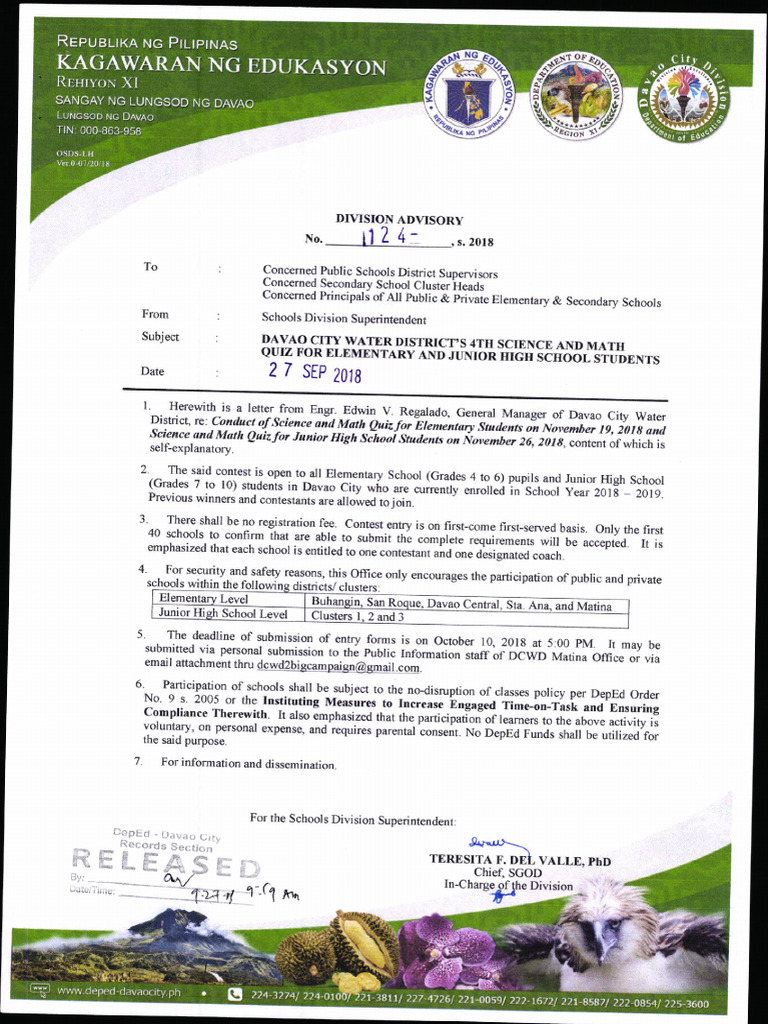 2018-Division Advisory | PDF 2018-Division Advisory | PDF