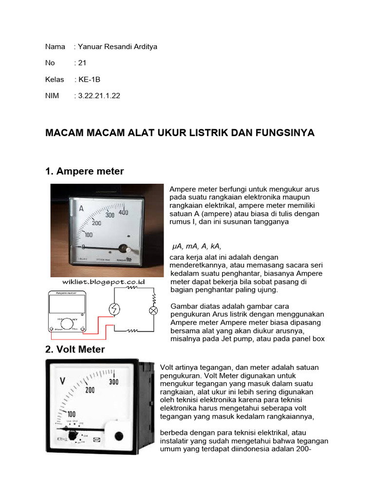 Macam Macam Alat Ukur Listrik Dan Fungsinya | PDF