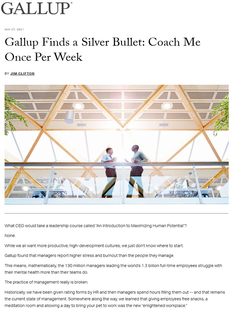 Gallup Finds A Silver Bullet - Coach Me Once Per Week | PDF | Employment