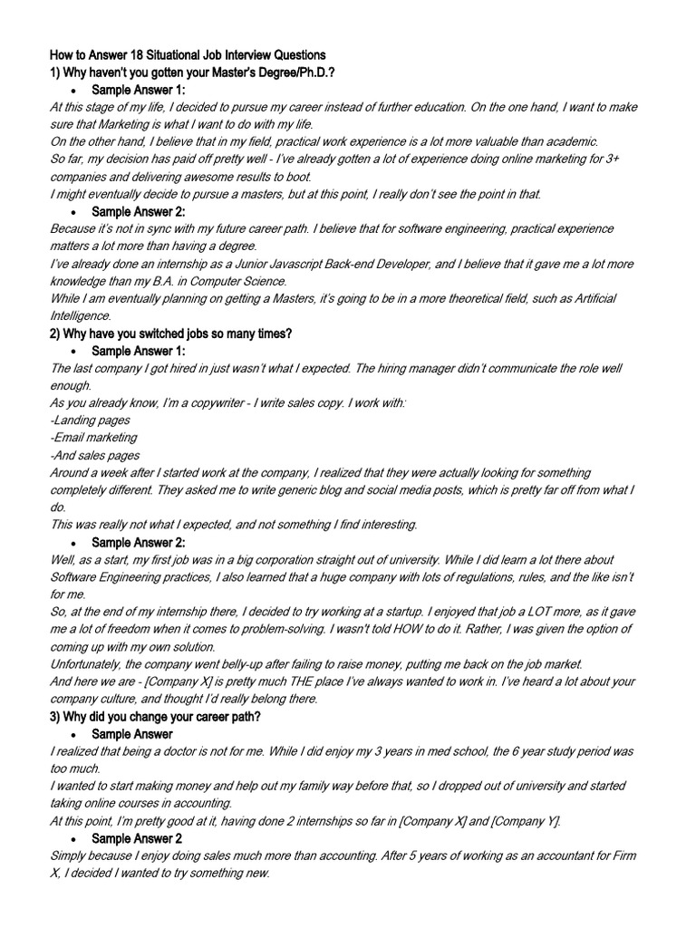 Job Interviews Answer | PDF