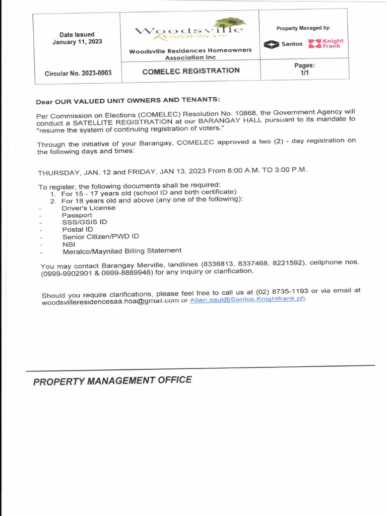 Circular No. 2023-003 COMELEC Registration | PDF