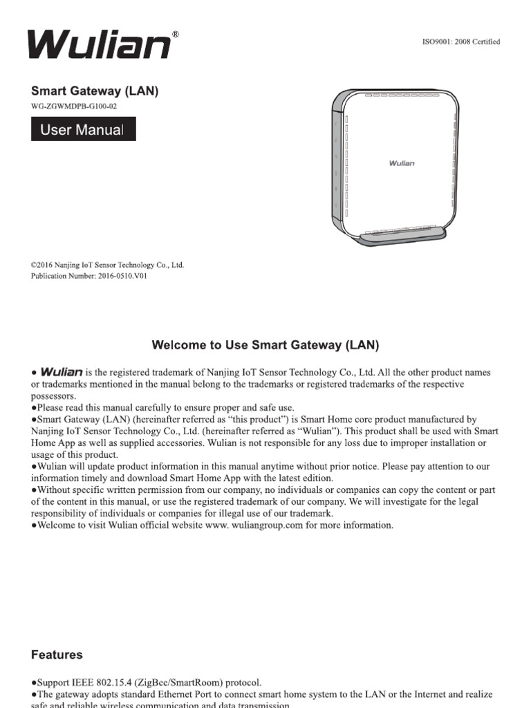 Wulian Smart Gateway (LAN) | PDF