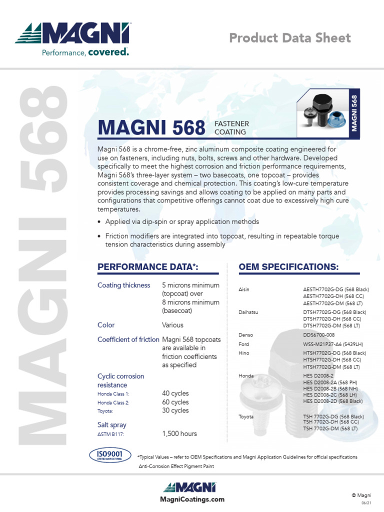 Magni 568 Product Data Sheet | PDF | Metals | Materials