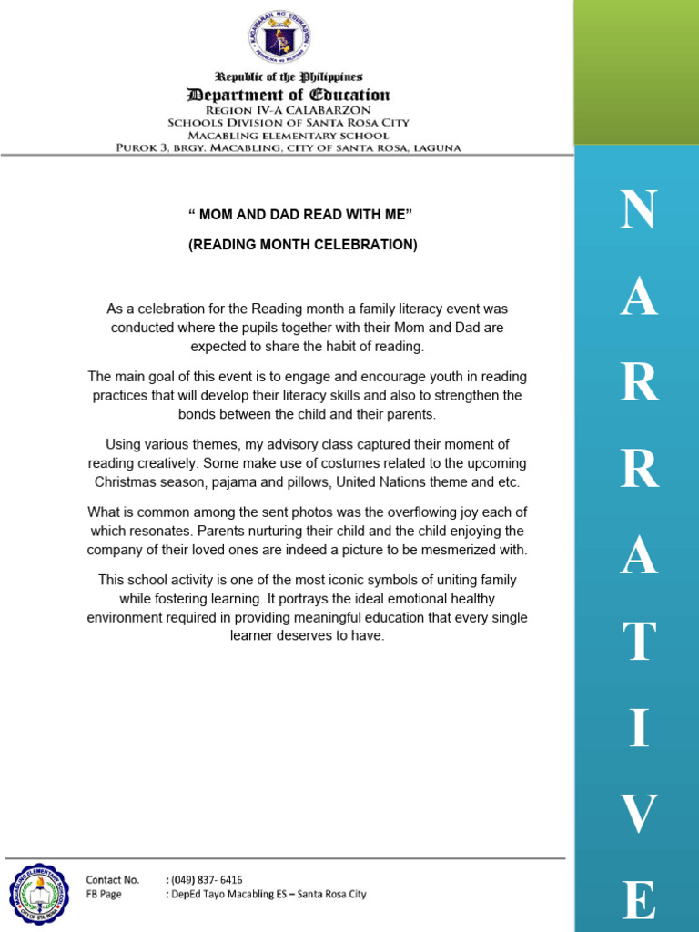 Narrative Report On Reading Month Celebration | PDF