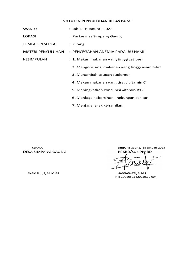 NOTULEN PENYULUHAN PPKBD | PDF