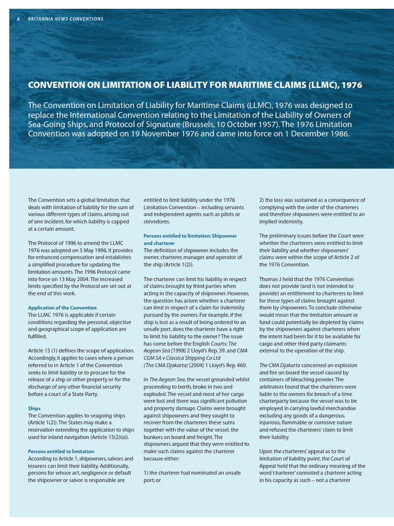 Convention On Limitation of Liability For Maritime Claims 1976 | PDF