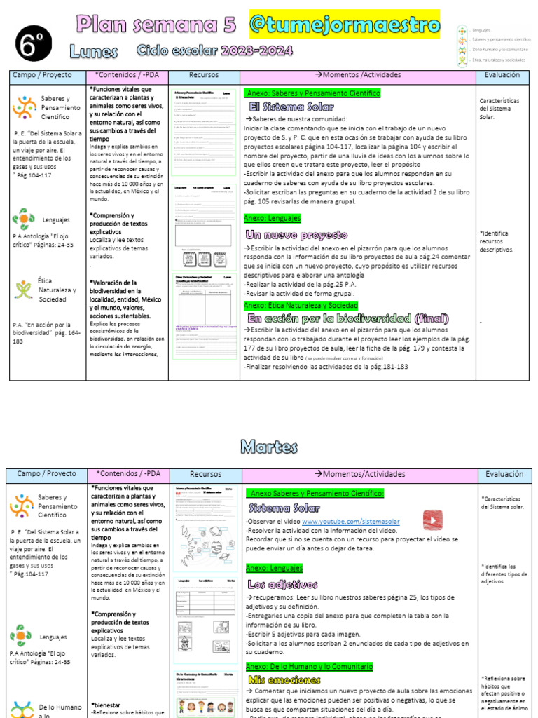 ?6 Plan Semana 5 23-24 ? Tumejormaestro | PDF