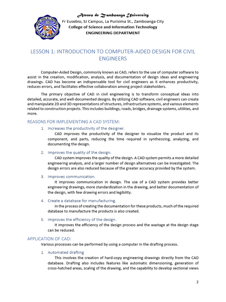 Lesson 1 CAD | PDF