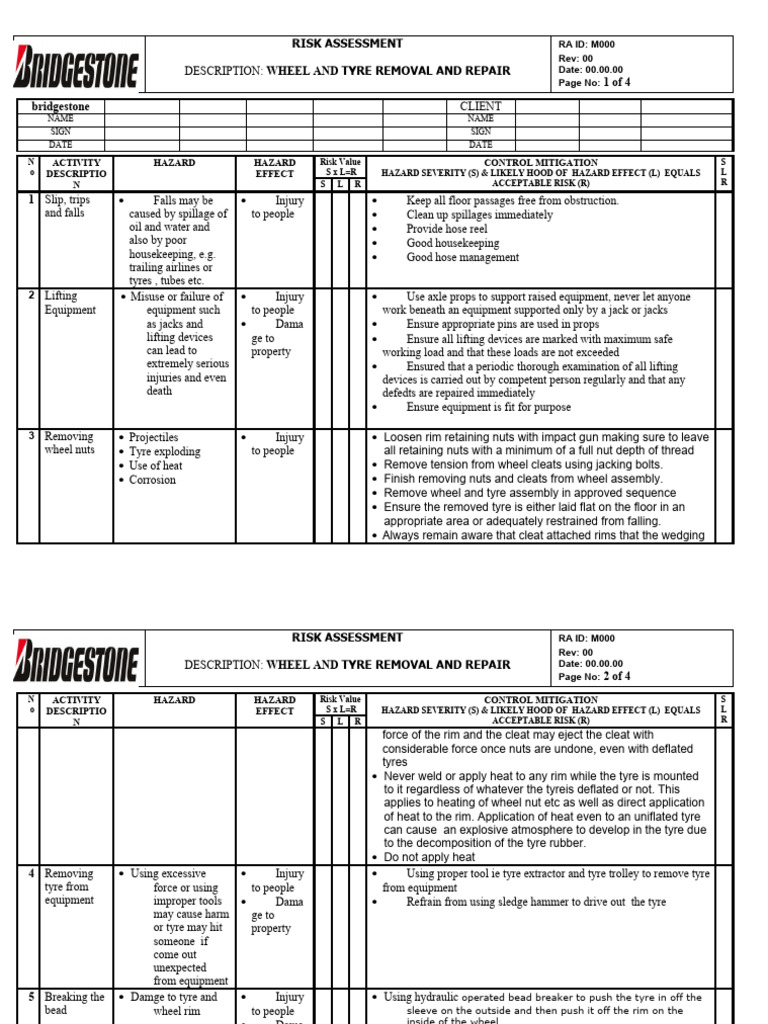 Tyre Risk Assessmet | PDF