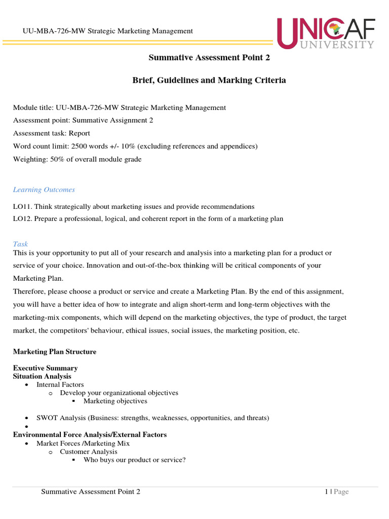 Summative Assessment Point 2 - Brief, Guidelines and Marking Criteria | PDF