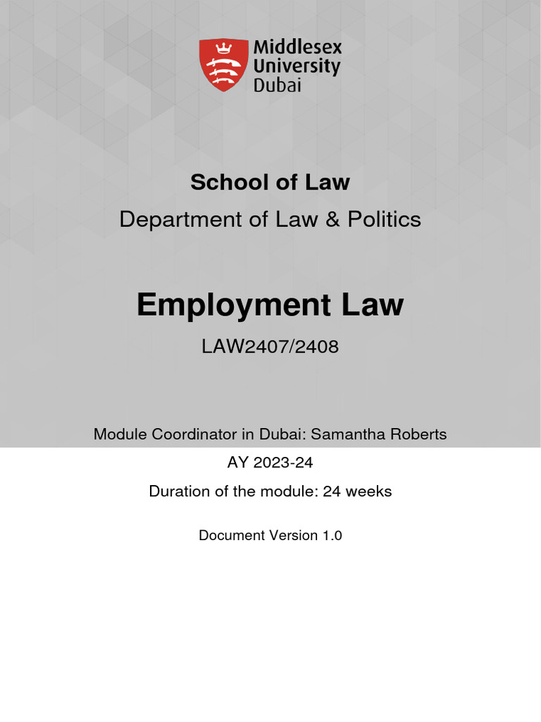 Employment Law Module Handbook 2023-24 | PDF | Plagiarism | Informed ...