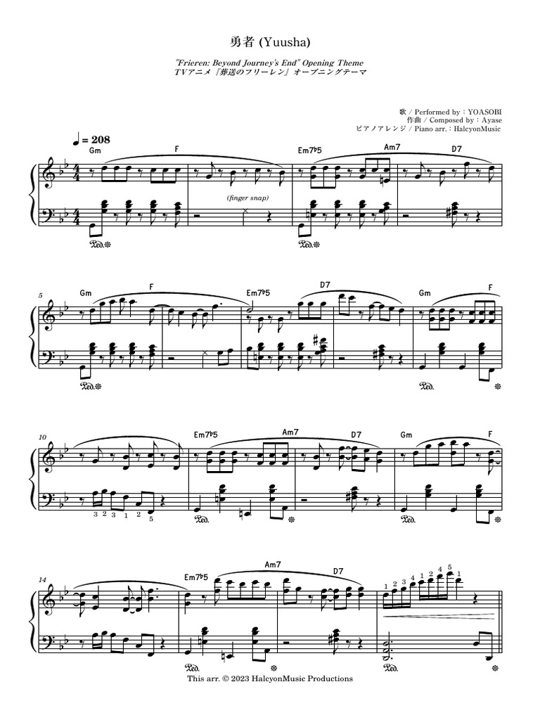 (HalcyonMusic) YOASOBI - Yuusha | PDF