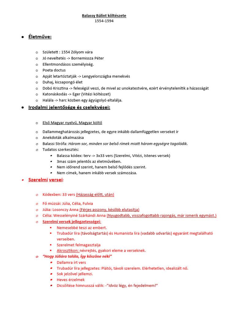 Balassy Bálint Felelet | PDF