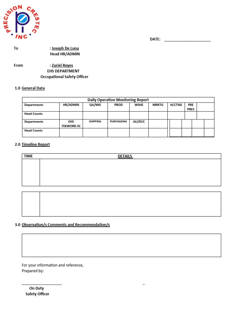Daily Operations Monitoring Report | PDF