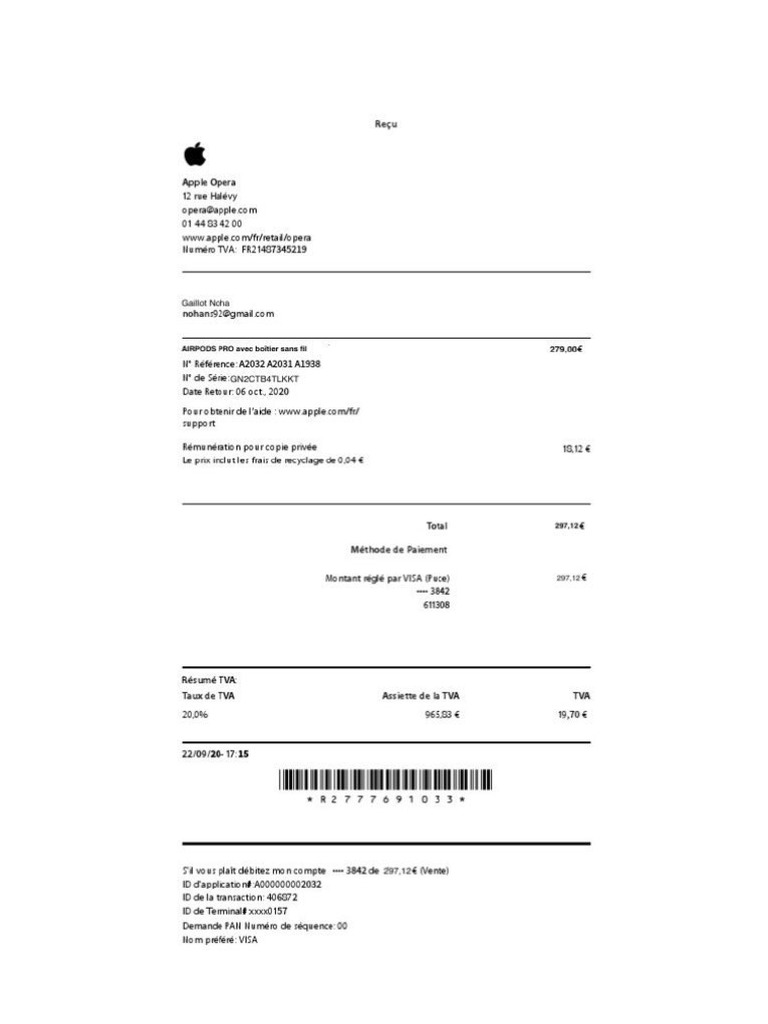 Facture Airpods Pro | PDF
