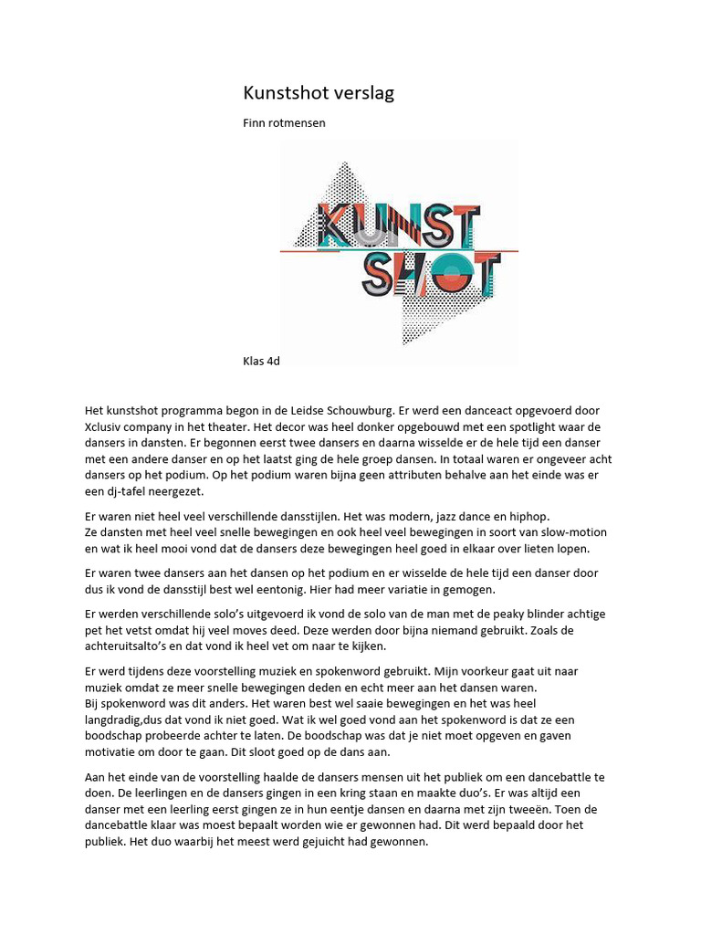 Kunstshot Verslag | PDF