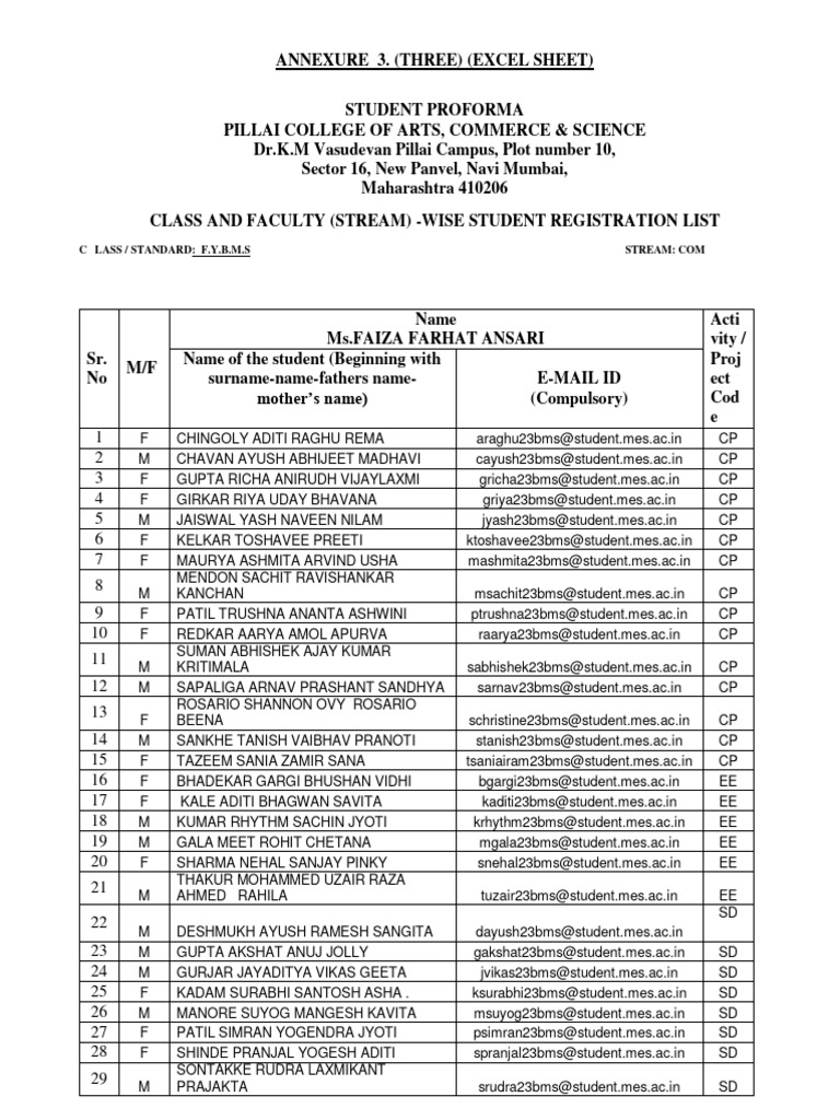 Annexure-3 FYBMS | PDF