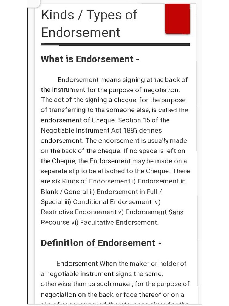 Endorsement | PDF