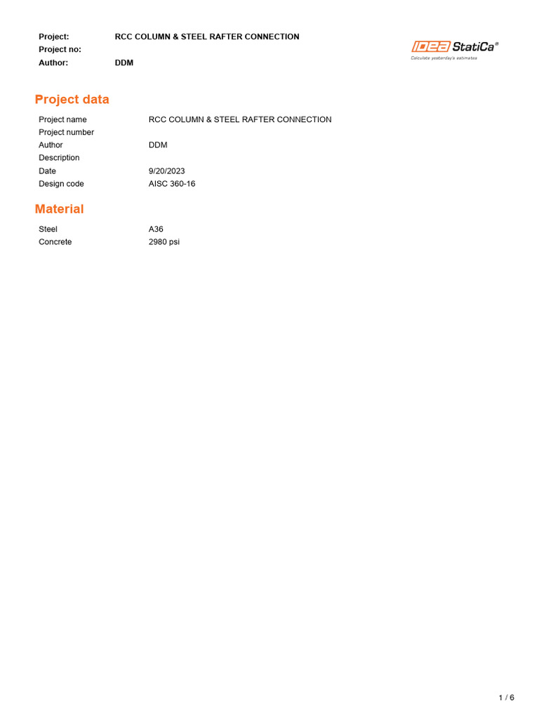 RCC Column & Steel Rafter Connection (Details-01) | PDF