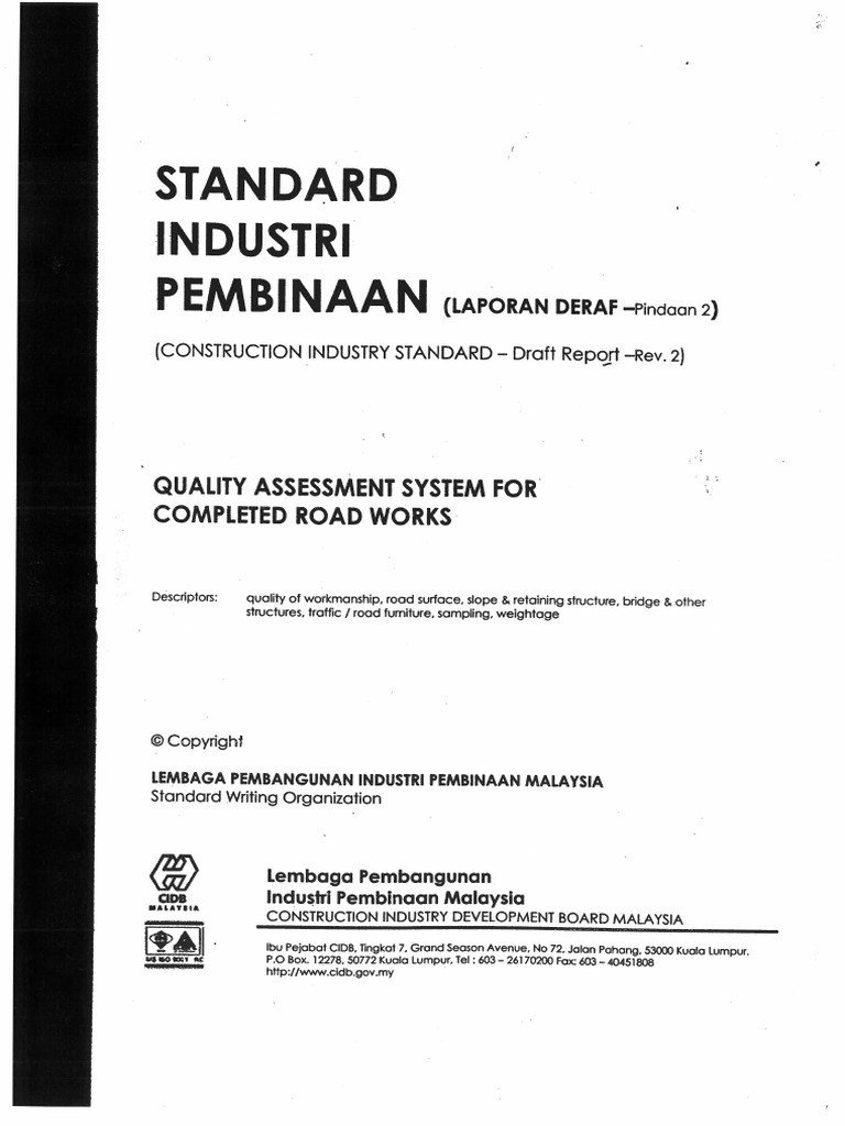 QUALITY ASSESSMENT SYSTEM FOR COMPLETED ROAD WORKS (CONSTRUCTION ...