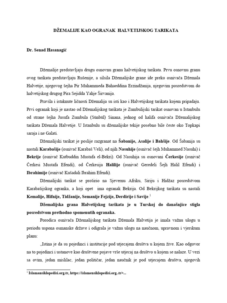 Dzemalije Kao Ogranak Halvetijskog Tarikata | PDF