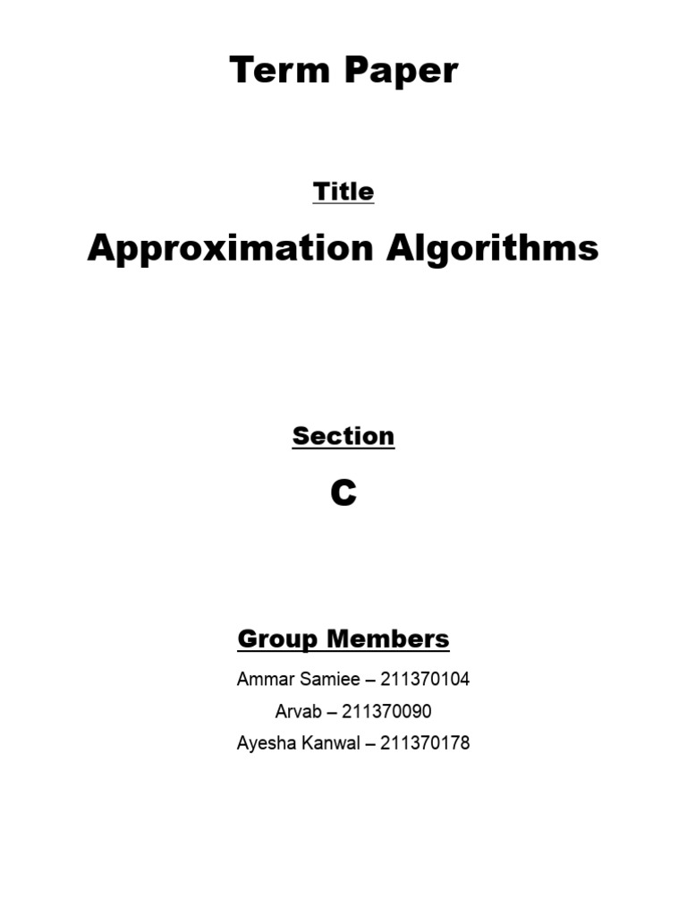 Term Paper | PDF | Mathematical Optimization | Algorithms And Data Structures