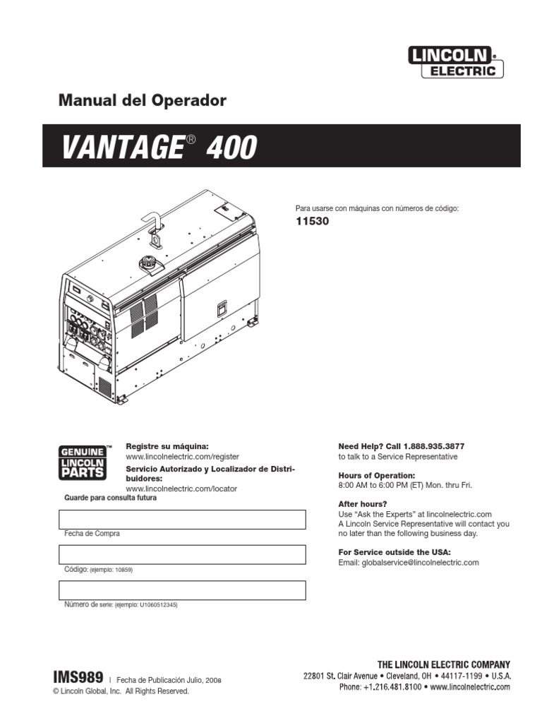 Motosoldadora Vantage 400 | PDF