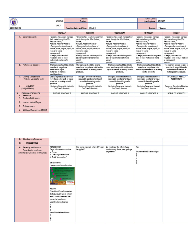 DLL Week 5 Science | PDF