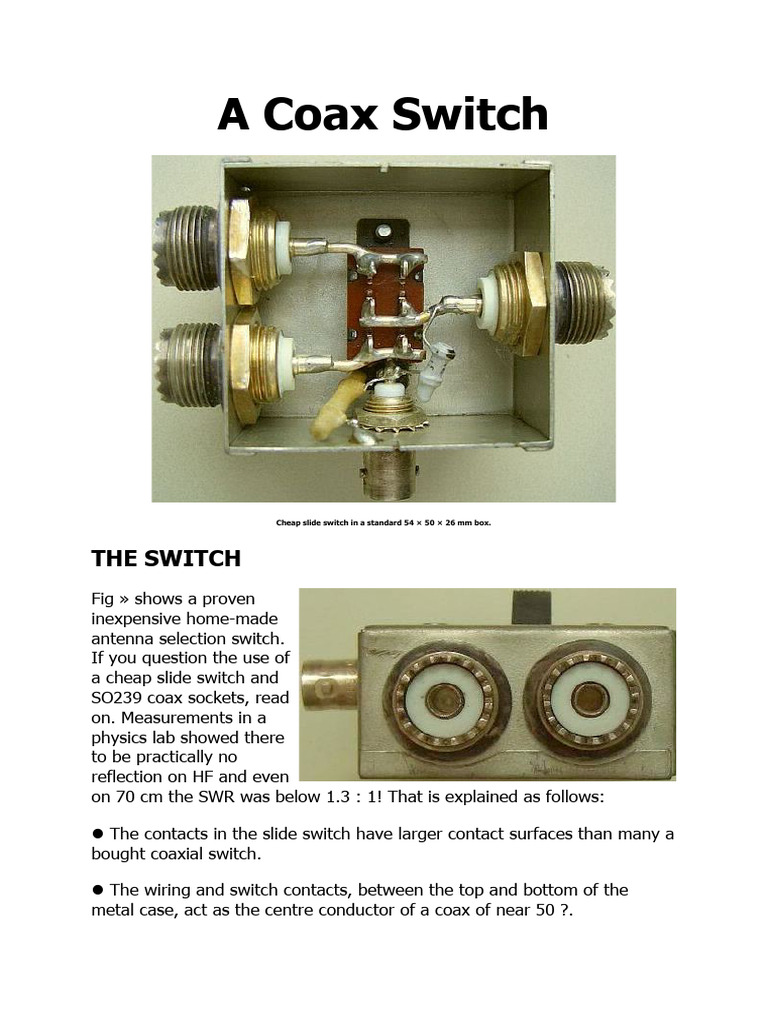 A Coax Switch | PDF | Coaxial Cable | Switch