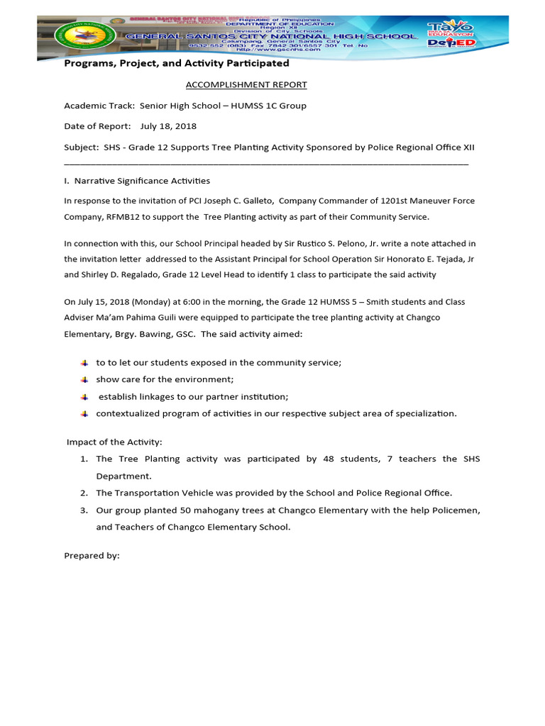 Tree_Planting_-_Accomplishment_Report_SAMPLE | PDF