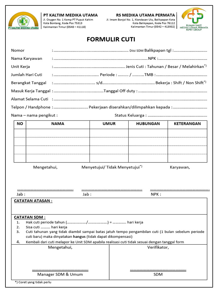 Formulir Cuti Baru A5 | PDF