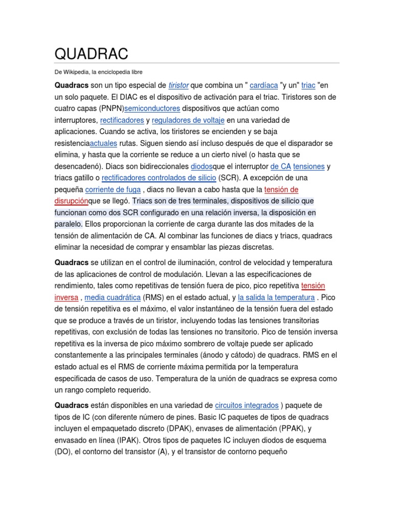 QUADRAC | PDF | Equipo eléctrico | Corriente eléctrica