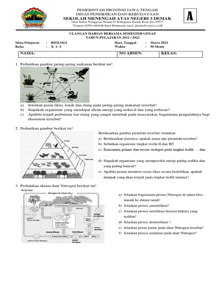 Soal Uhb Biologi Kelas X Genap 2023 Tipe A | PDF